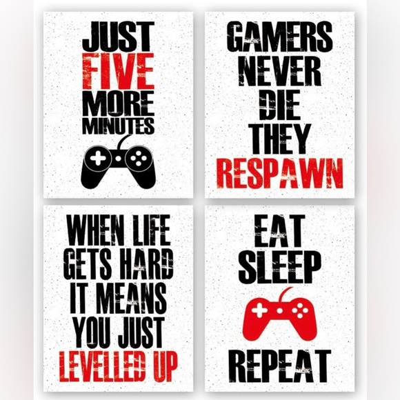 Wall Decor | Game Art Print Inspirational Poster Set Of 4 1 X 8gaming ...